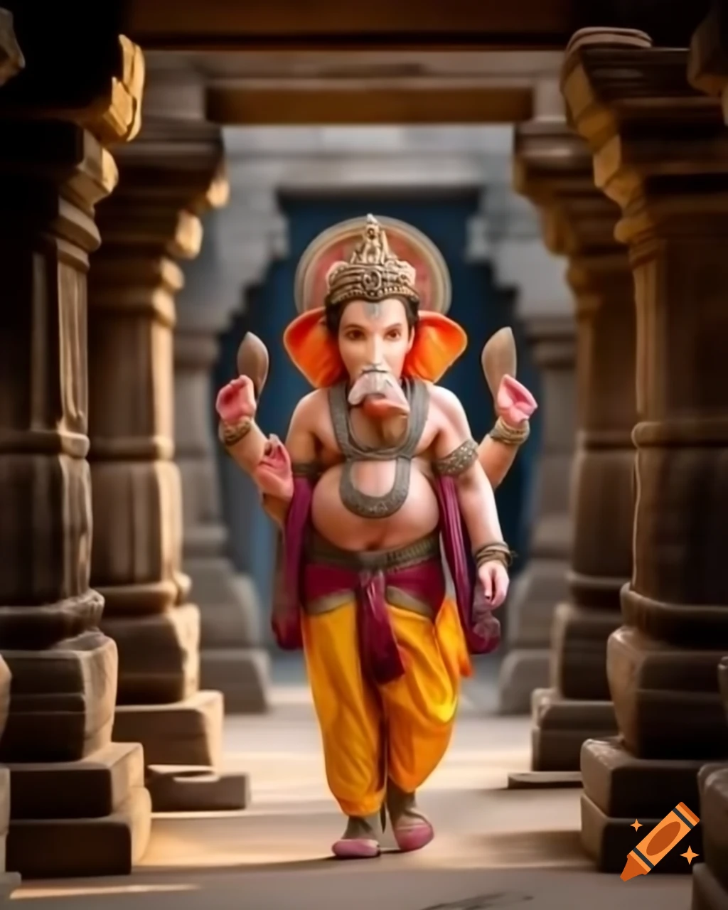 Ganesha walking in ancient India on Craiyon
