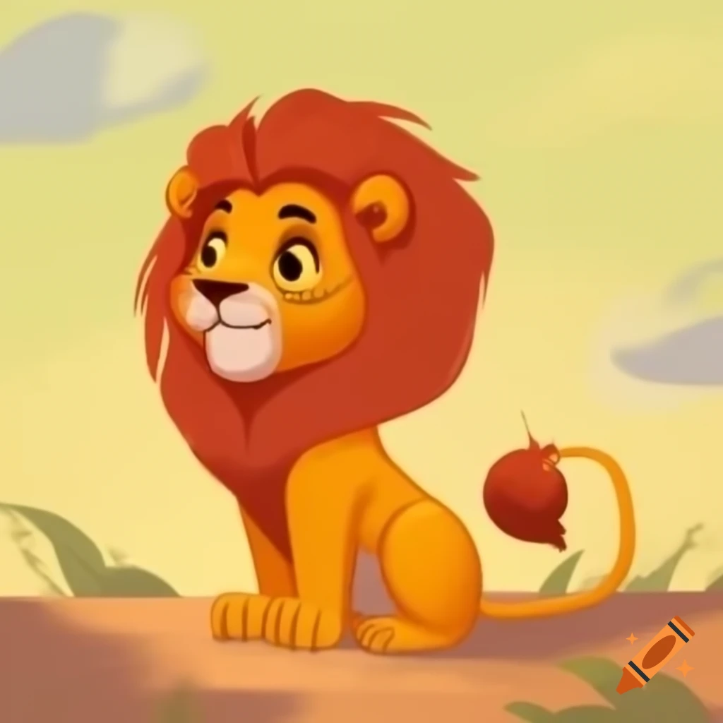 Friendly lion illustration in the savannah on Craiyon