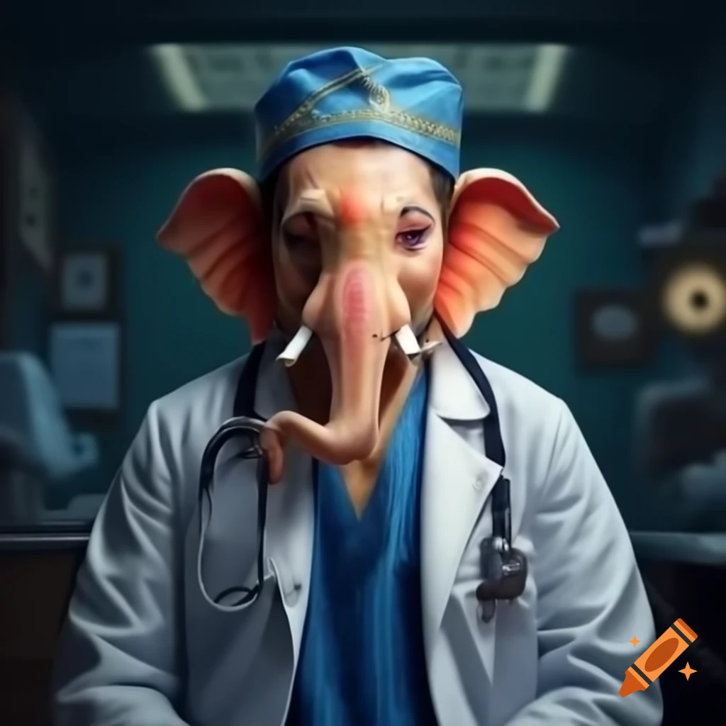 Lord ganesh depicted in doctor uniform on Craiyon