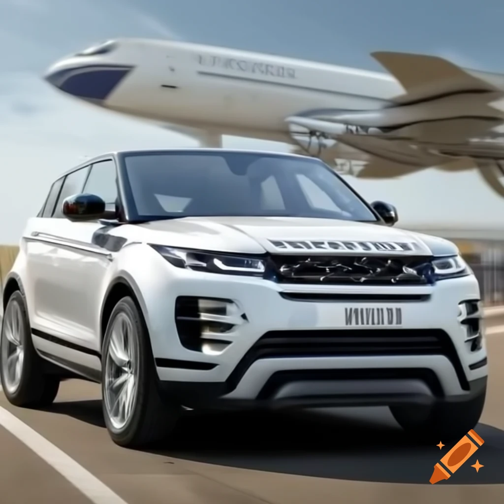 White Range Rover Evoque with North East Airport Transfers wrap on Craiyon