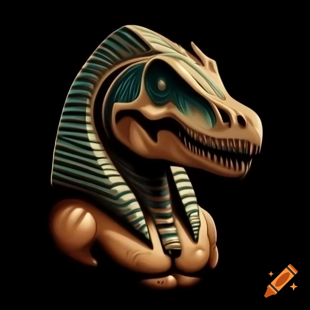 Realistic depiction of ancient Egyptian god with Tyrannosaurus rex head ...