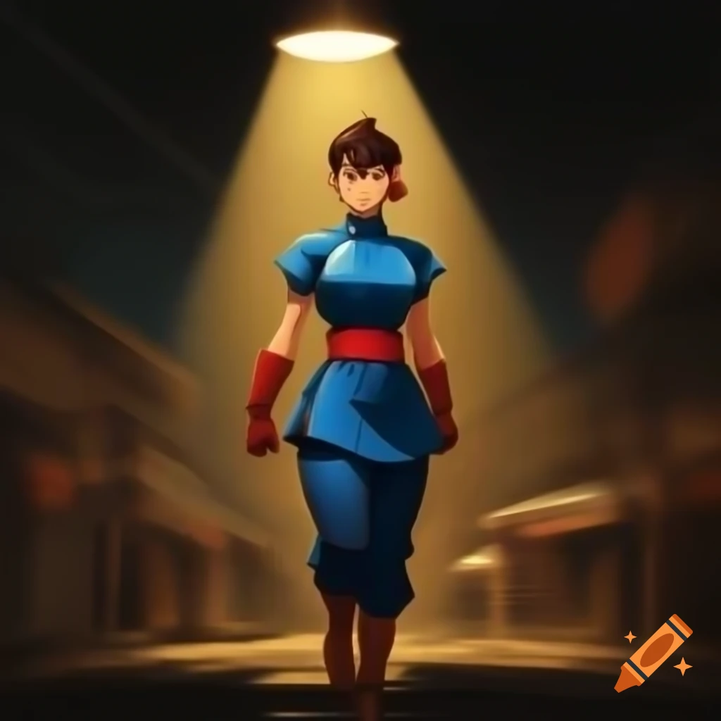 Anime depiction of chun-li from street fighter with akimbo pose in ...