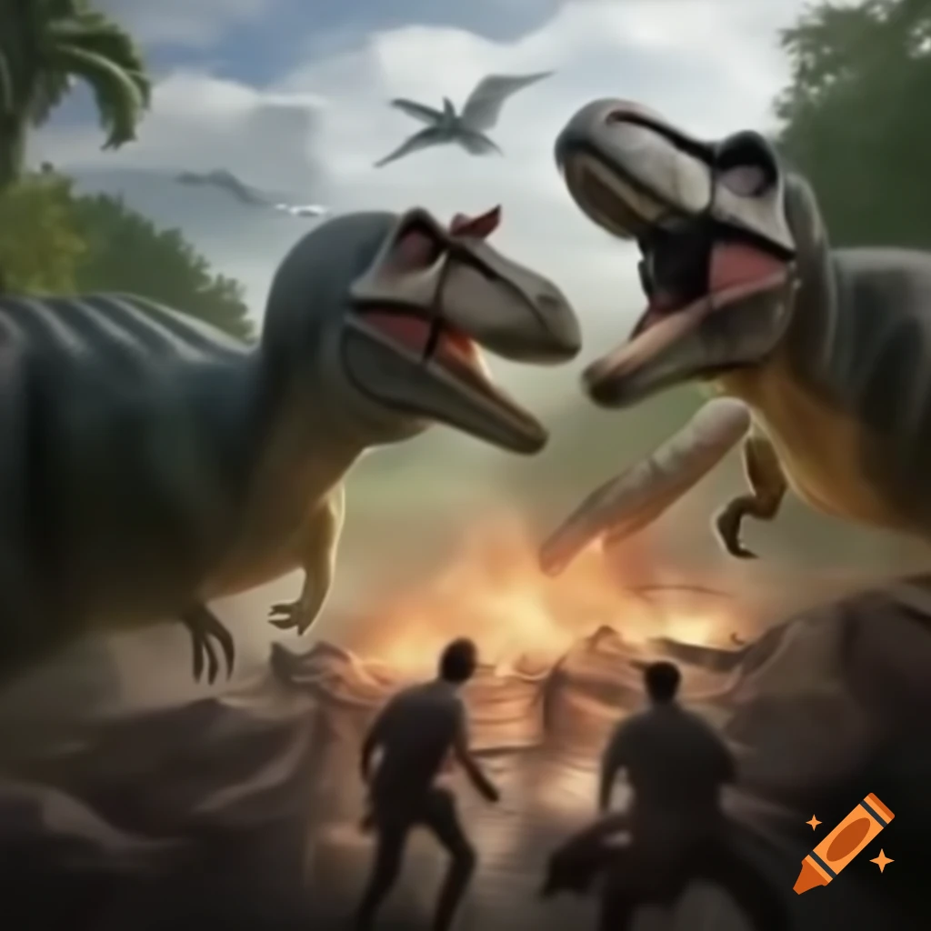 Anthro velociraptor riding another velociraptor on Craiyon