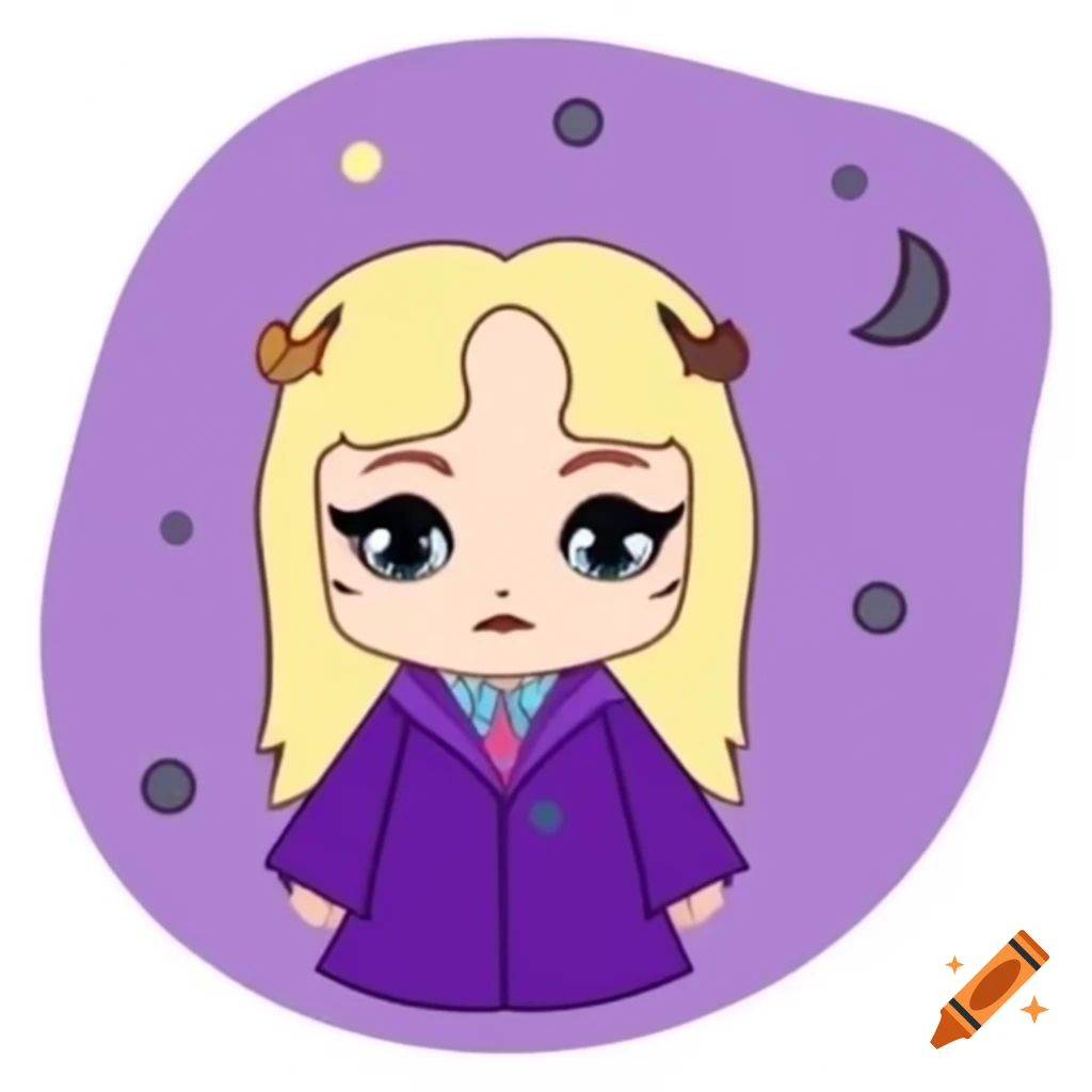 Cartoon of Luna Lovegood with blonde hair and quirky accessories in ...