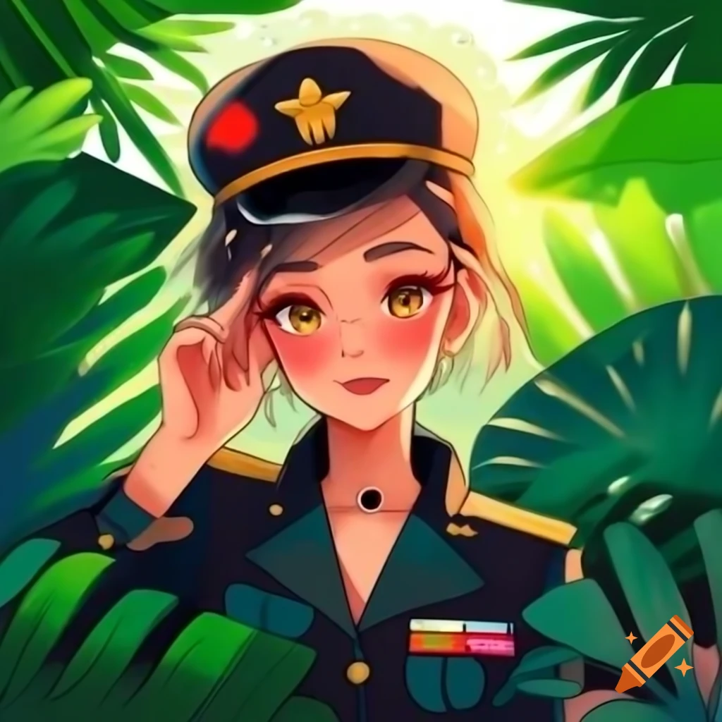Young Karen Allen as playful admiral in stylish military uniform ...