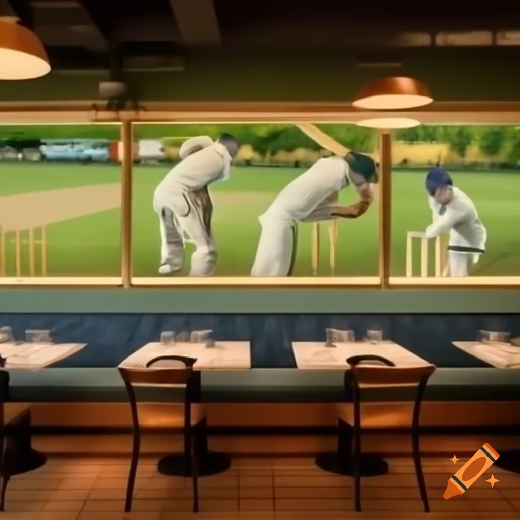 Cricket themed restaurant featuring cricket decor on Craiyon