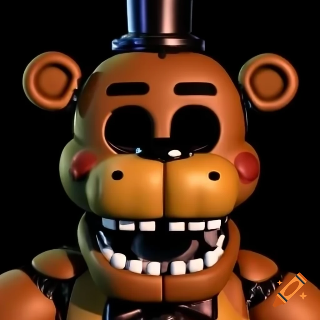 Freddy Fazbear holding a trophy in a playful pose on Craiyon