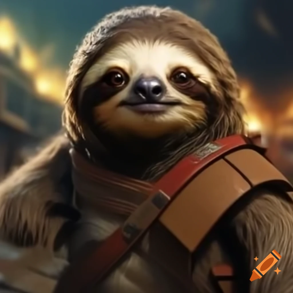 Sloth dressed in spartan coat ready for battle on Craiyon