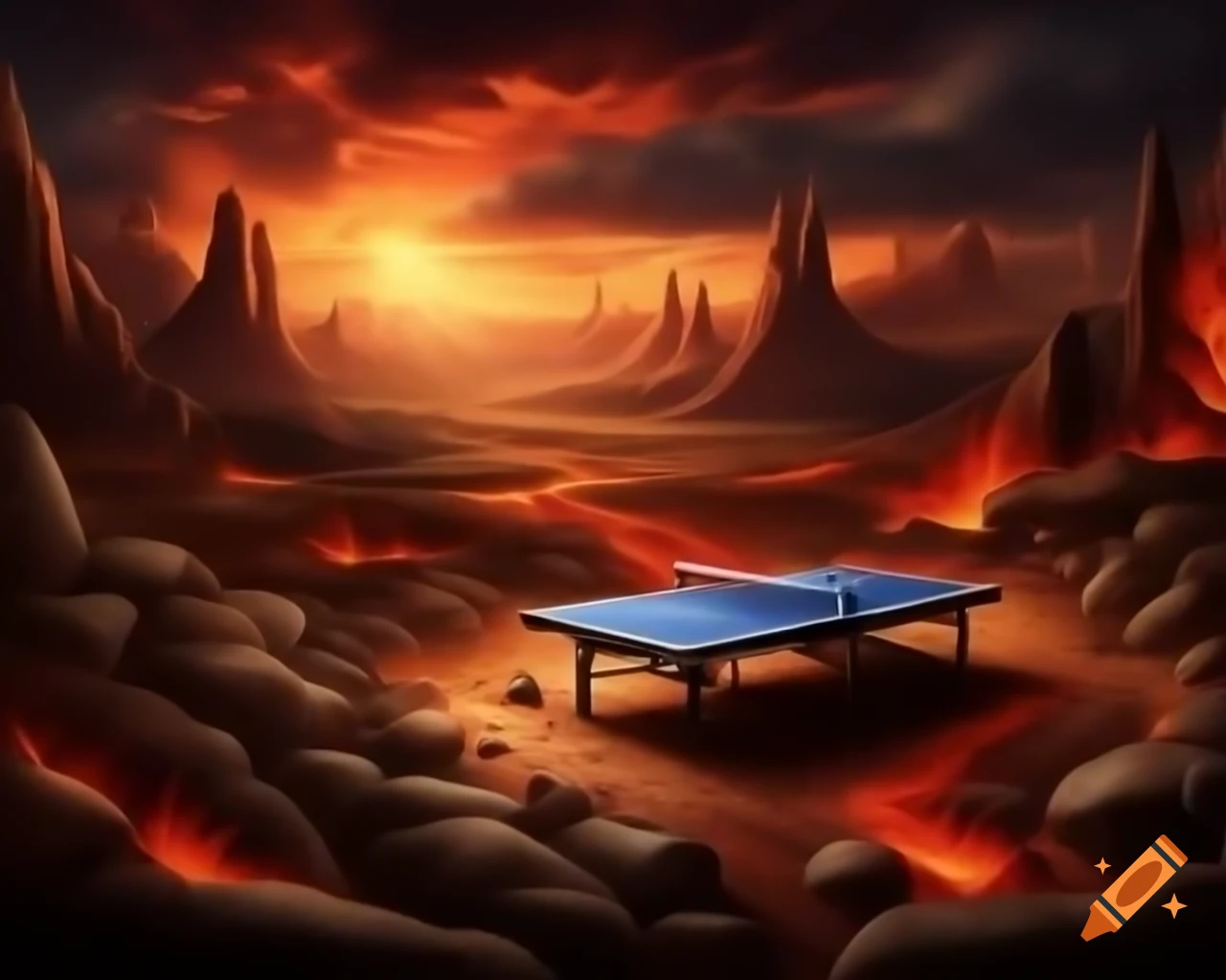 Young man in space playing table tennis with glowing racket and atom ...