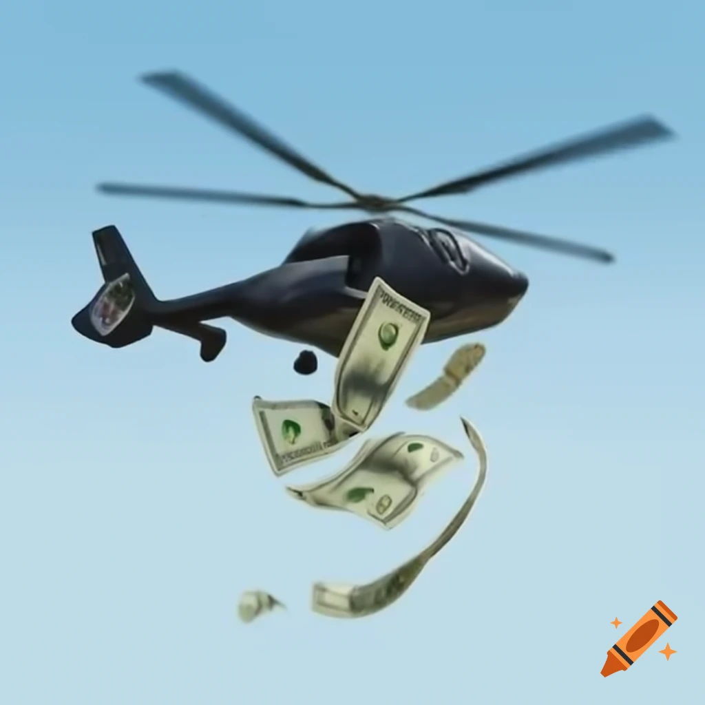 Baby tiger playfully surrounded by money and gold coins on Craiyon