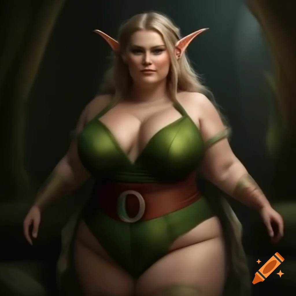 Plus-size modern elf woman in HD with a wide waist on Craiyon