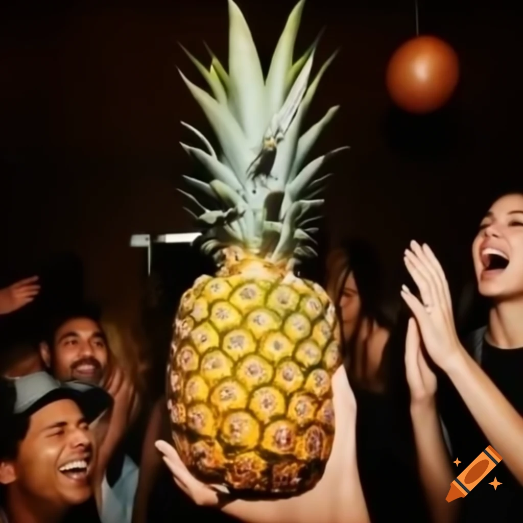 Festive pineapple decoration at a party on Craiyon