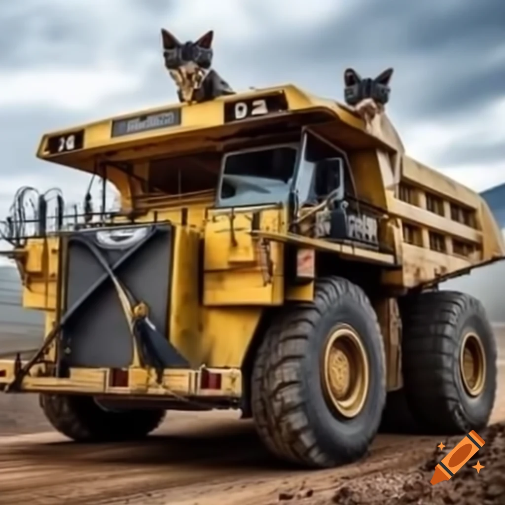 Caterpillar truck loaded with cats on Craiyon