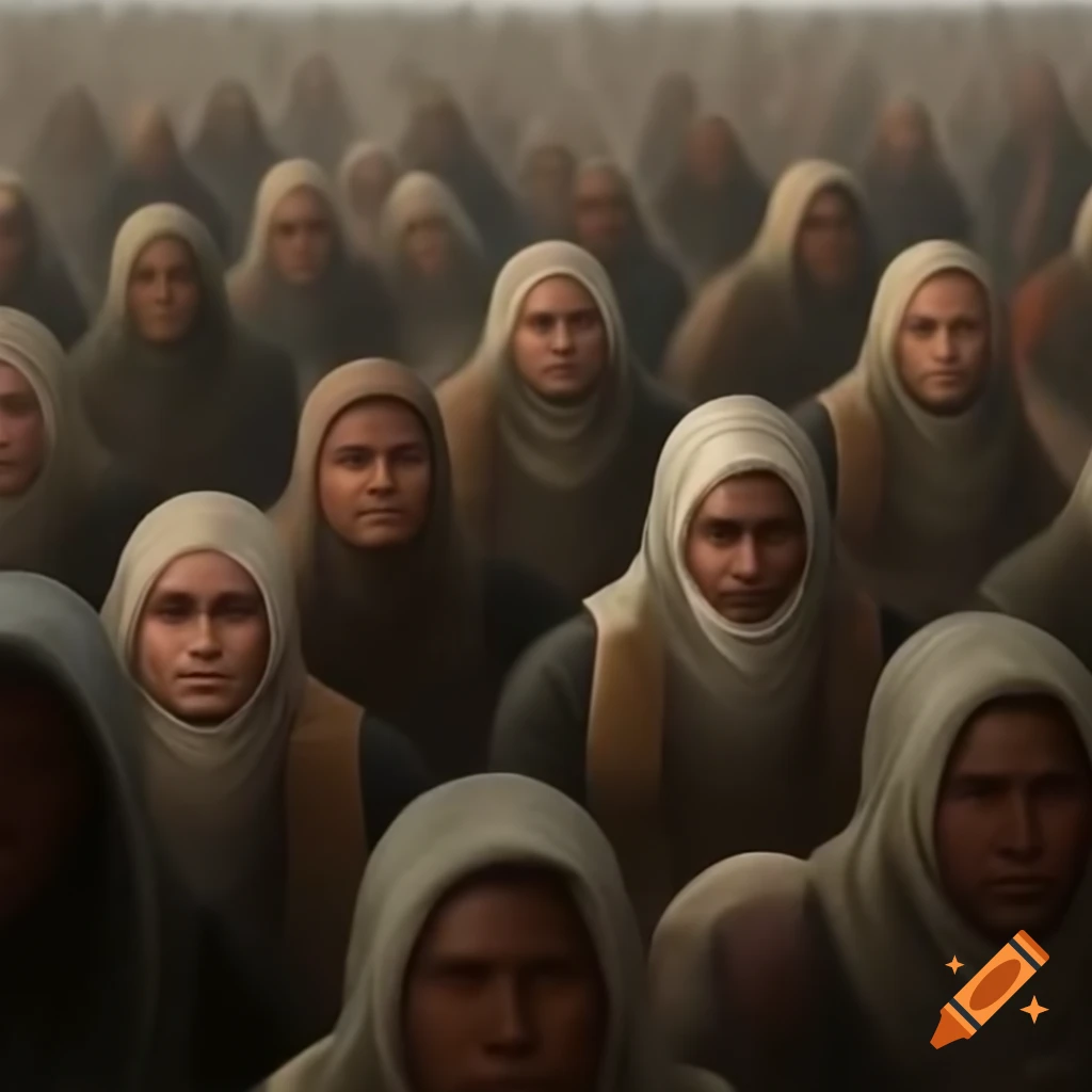 Crowd of people walking gently in outer space on Craiyon