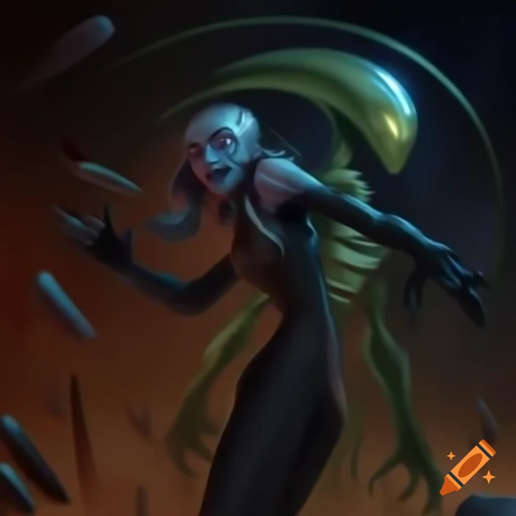 Epic battle scene in Dream War against alien forces on Craiyon