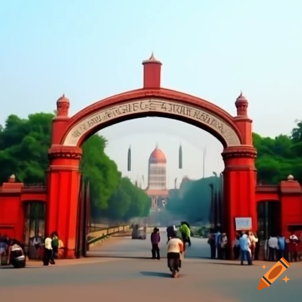 Locked gate of Dhaka University secured by police on Craiyon