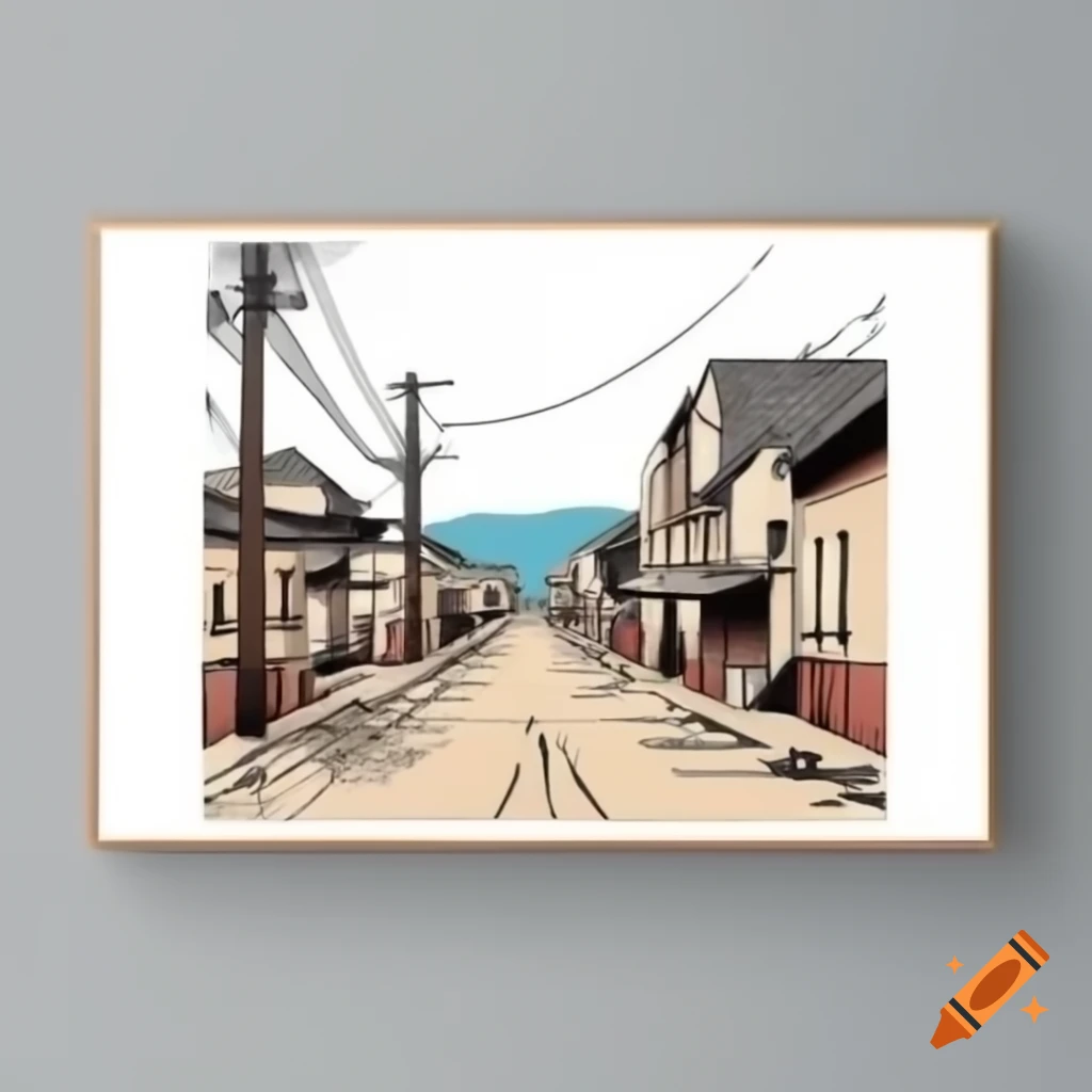 Manga illustration depicting a town scene on Craiyon