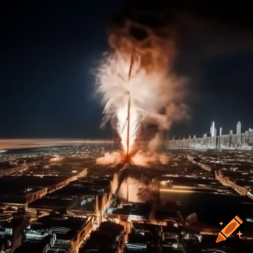 Spectacular firework explosion in New York City at night on Craiyon