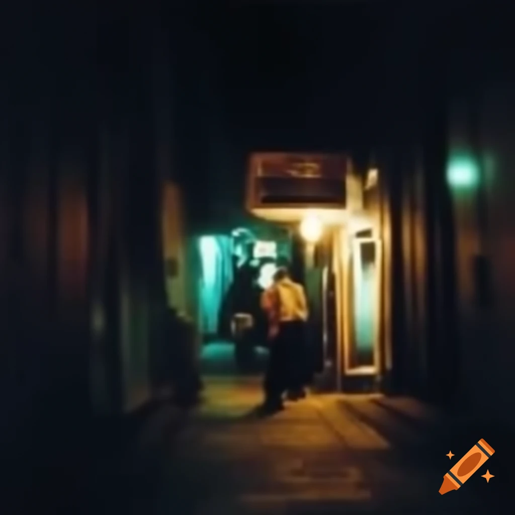 Dimly lit back alleyway club at night on Craiyon