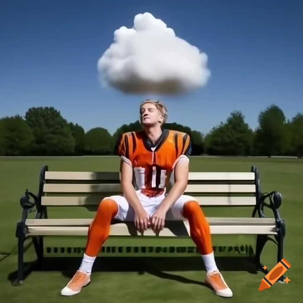 Trevor Lawrence in Jaguars uniform sitting on park bench with storm ...