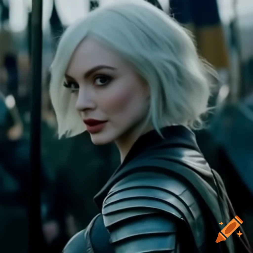 Cosplay of warrior character by Christina Hendricks, ultra wide shot on ...