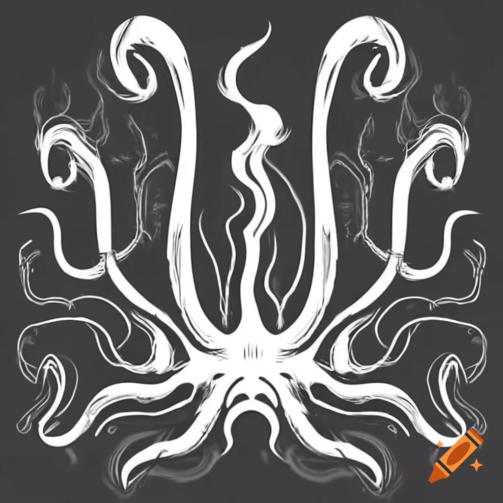 Black And White Illustration Of Fiery Tentacles Emerging From The Ground On Craiyon