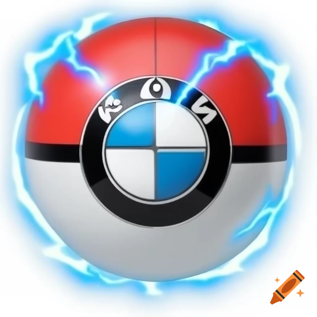 Pokemon masterball featuring bmw icon with blue lightning on Craiyon