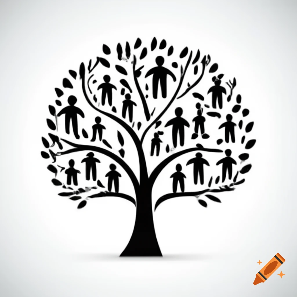 Black and white family tree symbol on Craiyon