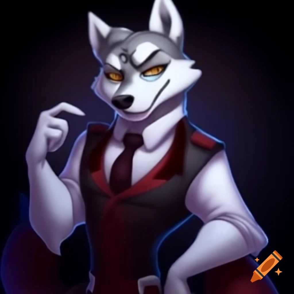 Anthropomorphic Siberian Husky Hell Hound in bodyguard outfit, inspired ...