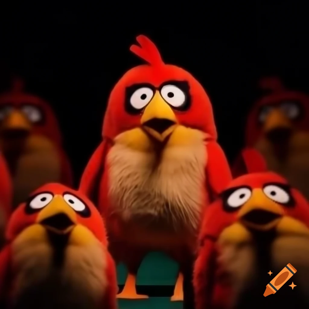 Photorealistic puppet resembling Red from Angry Birds in theater ...