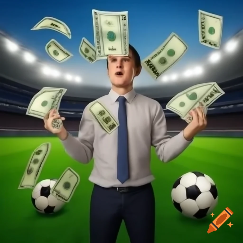 Man with money and soccer balls in front of stadiums, text 'alessio partite truccate' below on ...