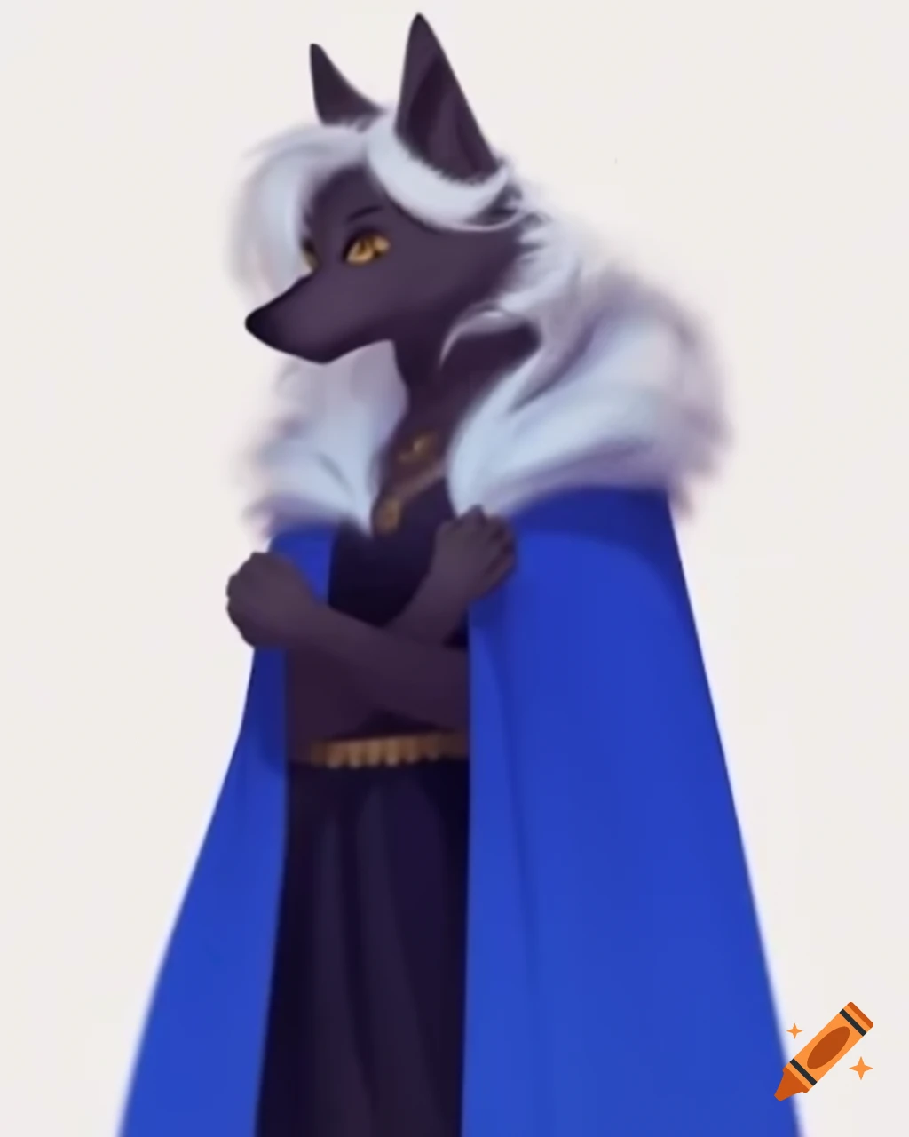 Anthropomorphic male wolf character with soft fur on Craiyon