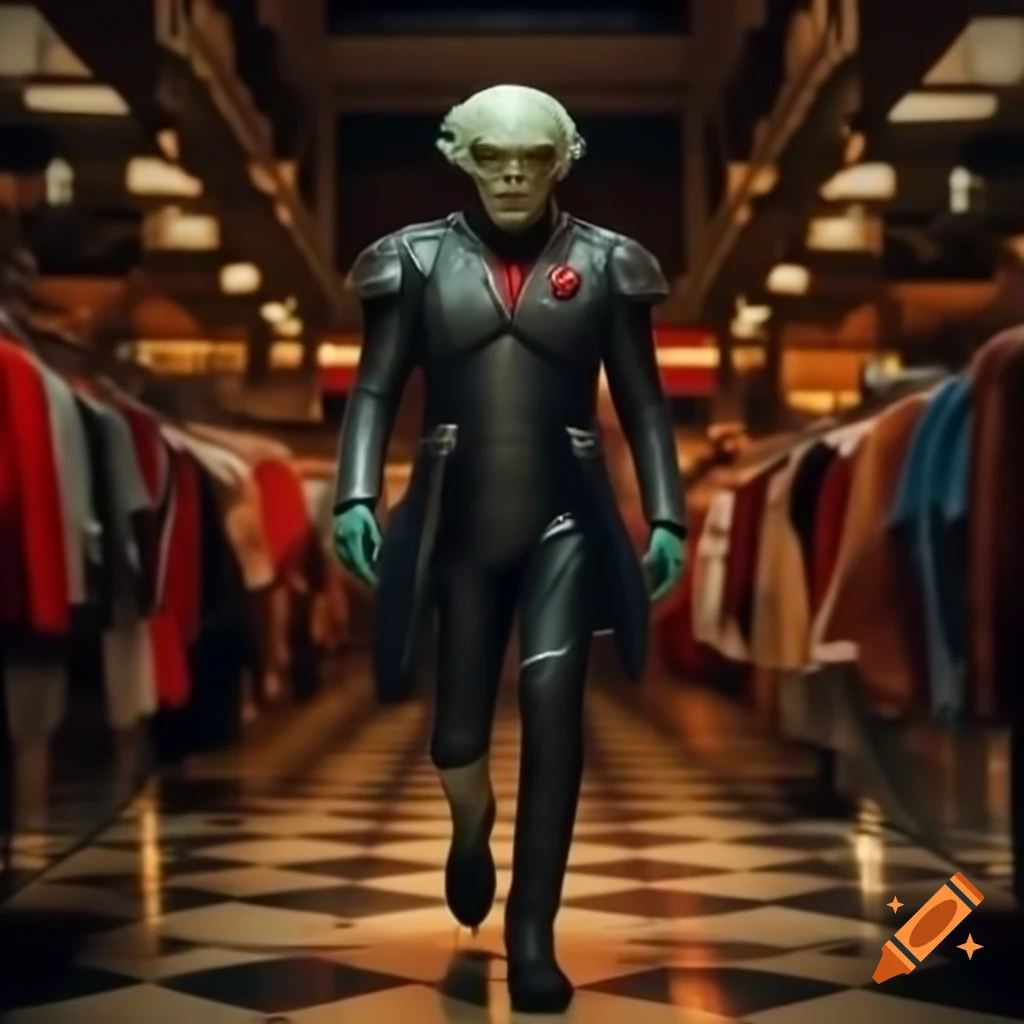 Realistic depiction of an alien character resembling borg-man in ...