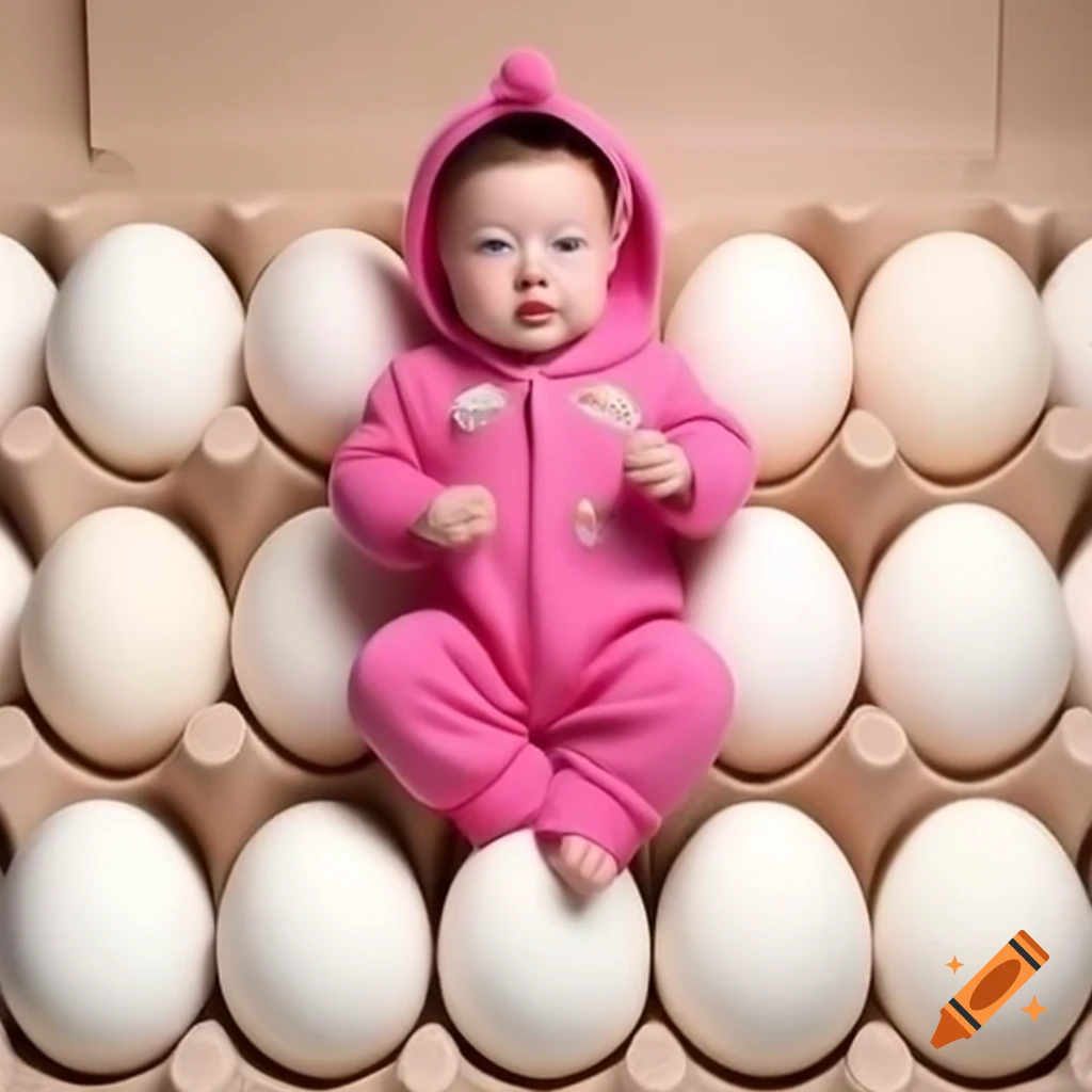 Elon musk in pink onesie surrounded by babies in egg carton ...