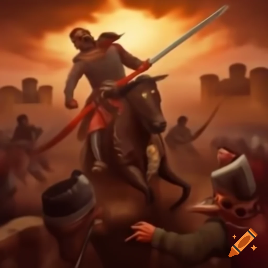 Dramatic portrayal of Mola Ali as valiant warrior in Khyber War on Craiyon