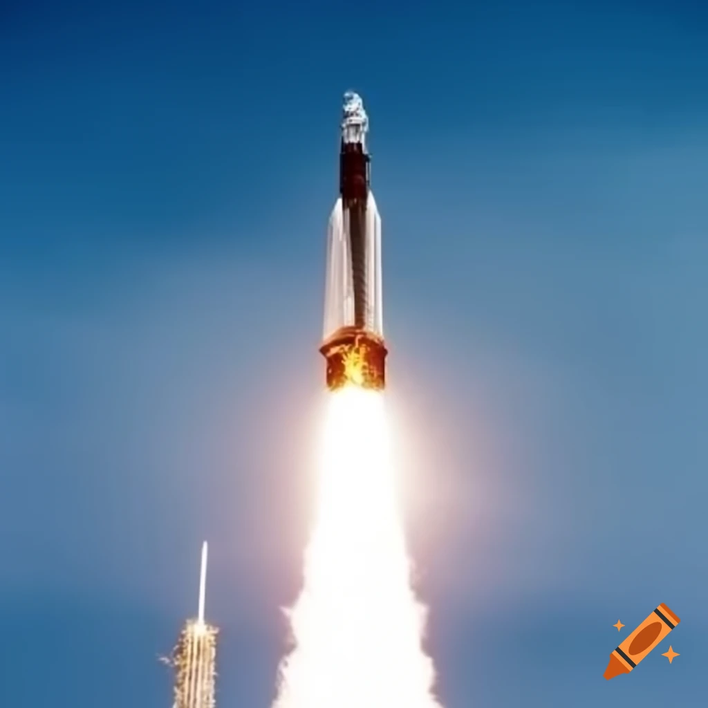 Rocket launch against a clear sky on Craiyon