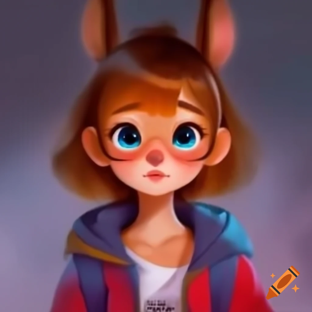 Anime-style portrayal of human girl and mouse on Craiyon