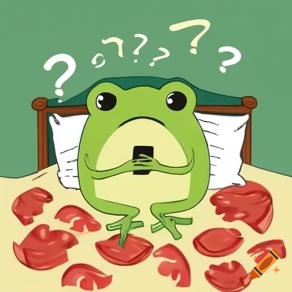 Grumpy frog holding umbrella in rain on Craiyon