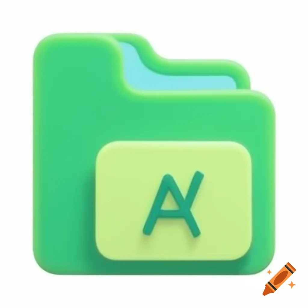 Square green folder icon with the text '25ss' inside on Craiyon