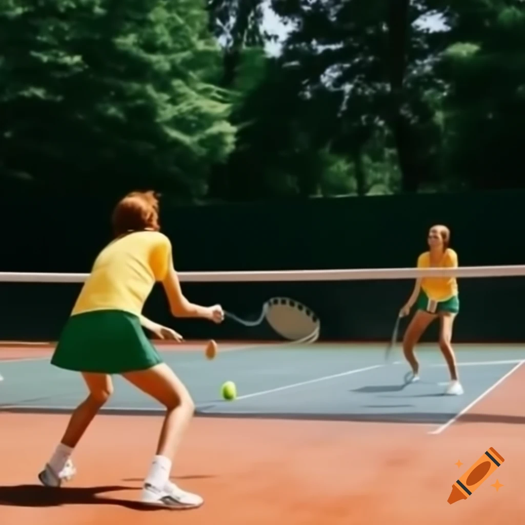 Two people playing tennis outdoors, one serving the ball on Craiyon