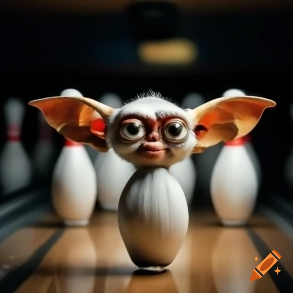 Angry gremlin character with bowling pin on Craiyon