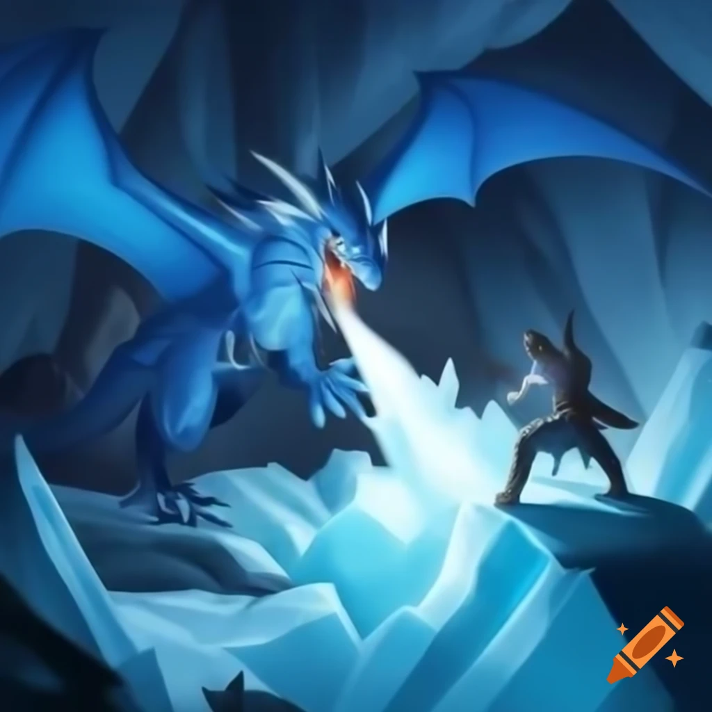 Blue Dragon Unleashing Ice Blast In Icy Cavern On Craiyon blue-dragon-unleashing-ice-blast-in-icy-cavern-on-craiyon