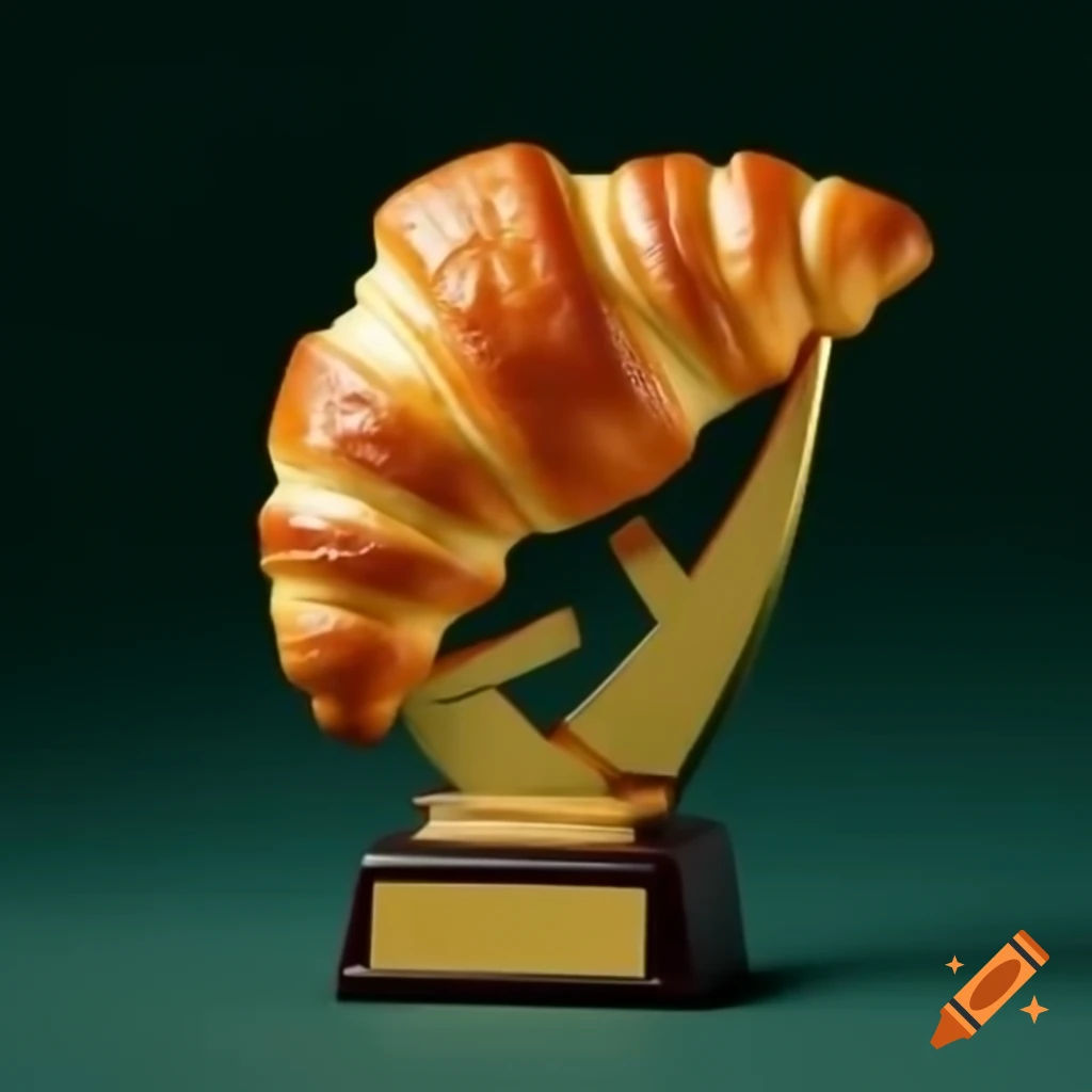 Trophy designed as a golden croissant on Craiyon