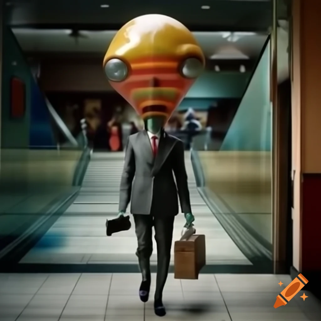 Real-life interpretation of alien character walking in mall, inspired ...