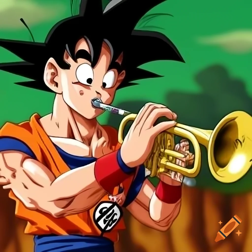 Son goku playing trumpet on Craiyon