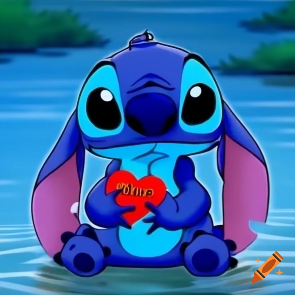 Disney character stitch playing piano on Craiyon