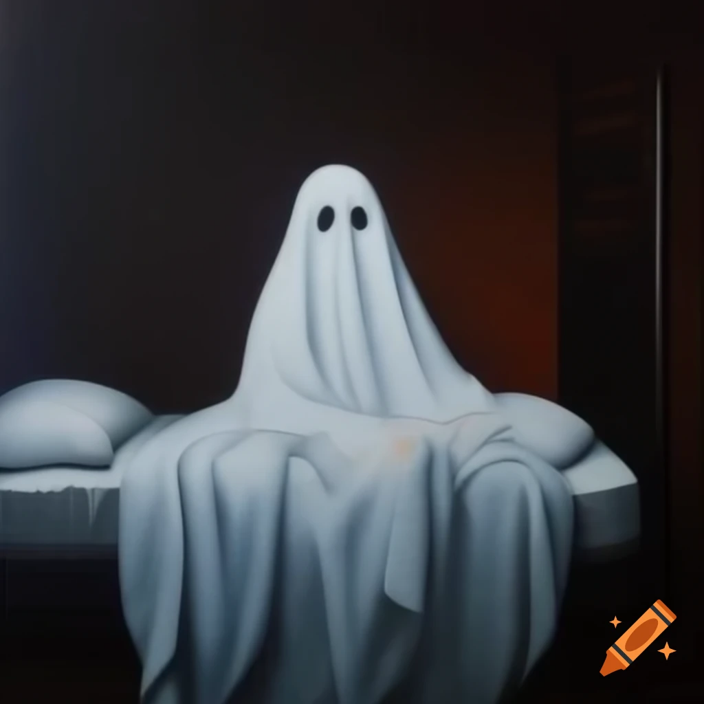 Ghost sitting in bed inspired by artists Rockwell, Schiele, Bacon, and ...