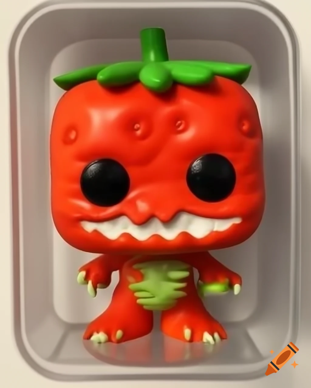 Strawberry alien Funko pop in box, resembling a monster made of ...