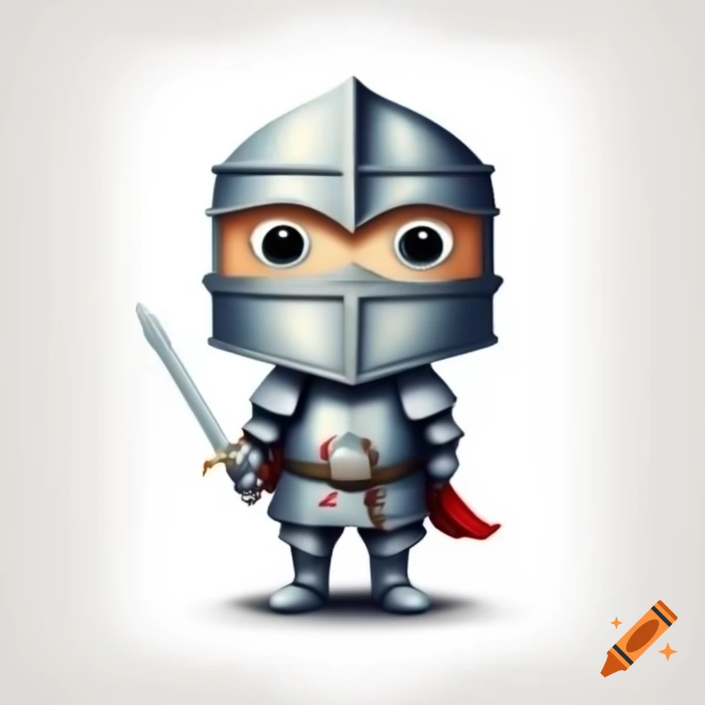 Cartoon knight on white background on Craiyon
