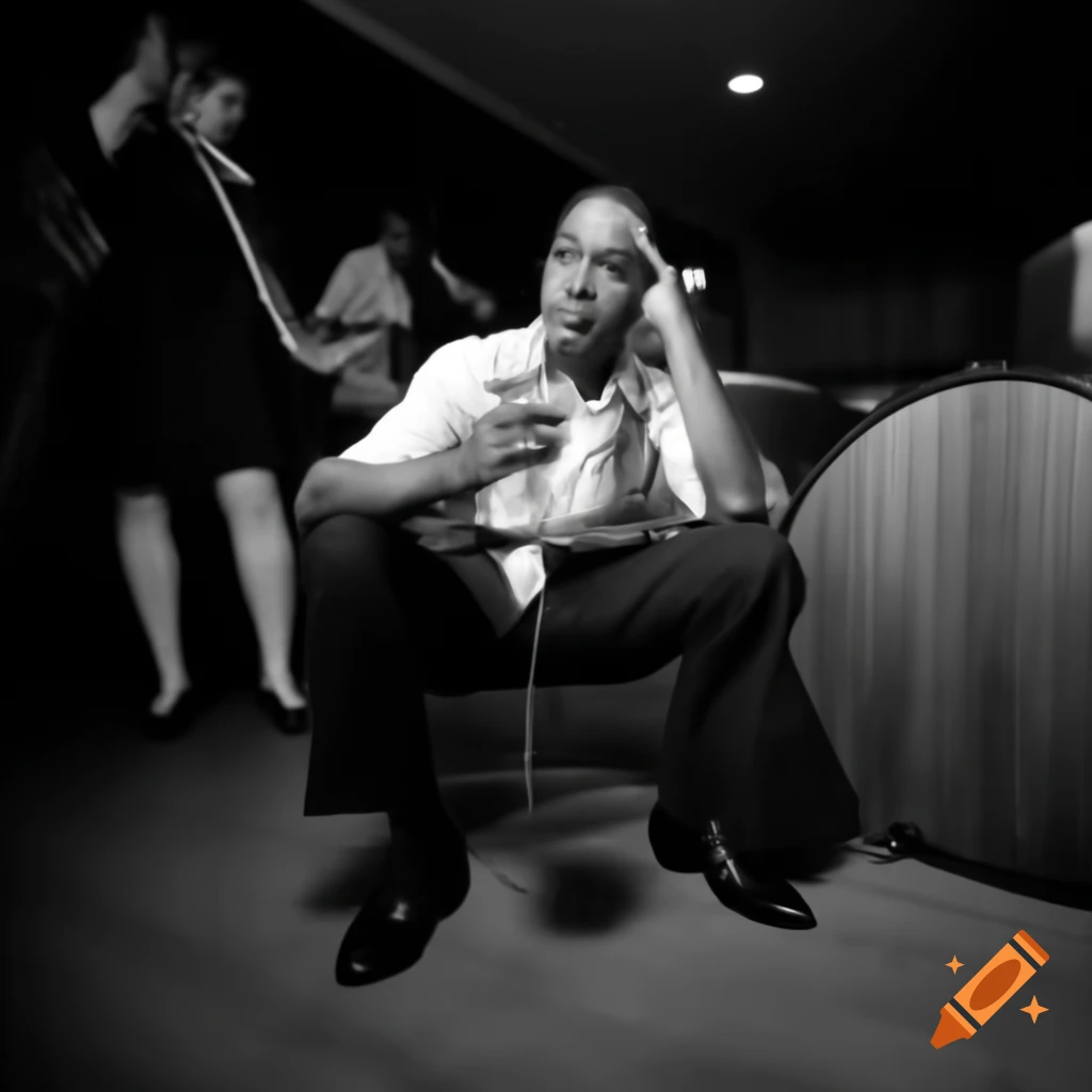 Jazz singer in club with martini, far depth of field on Craiyon